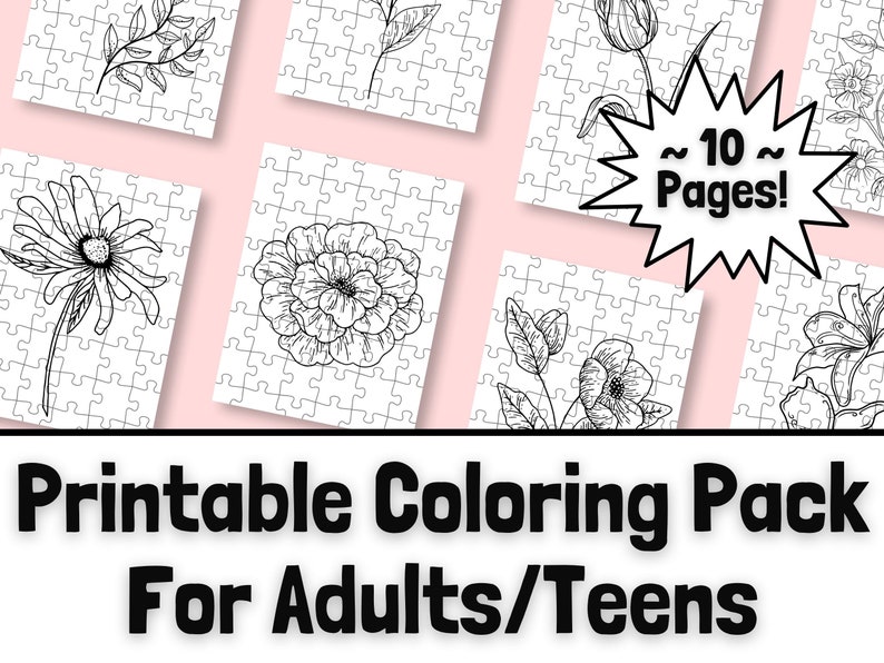 Floral Coloring Sheet Bundle - Printable Coloring Pages With Flowers ...