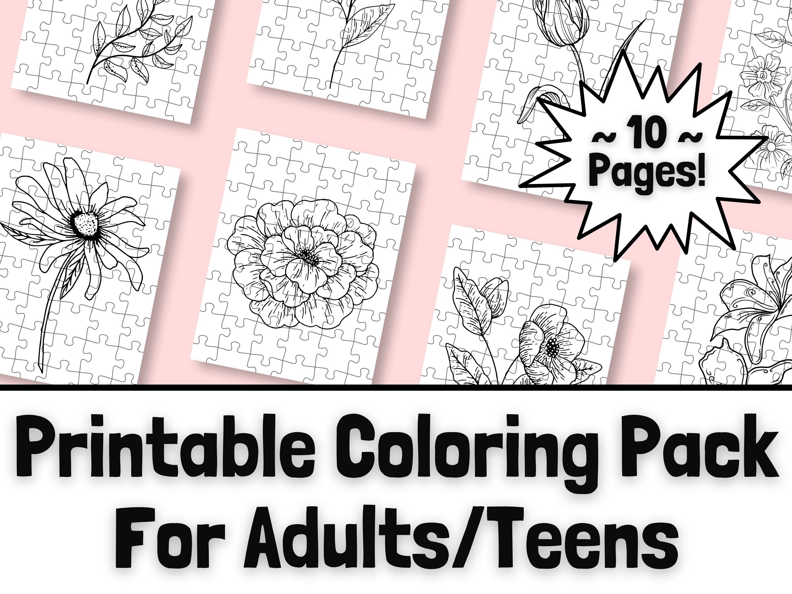 Floral Coloring Sheet Bundle - Printable Coloring Pages With Flowers ...