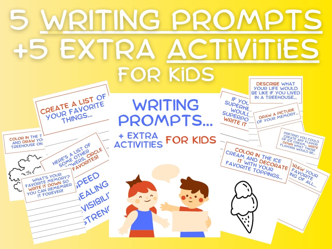 Printable Writing Prompts for Kids Activity Pages Coloring Preschool ...