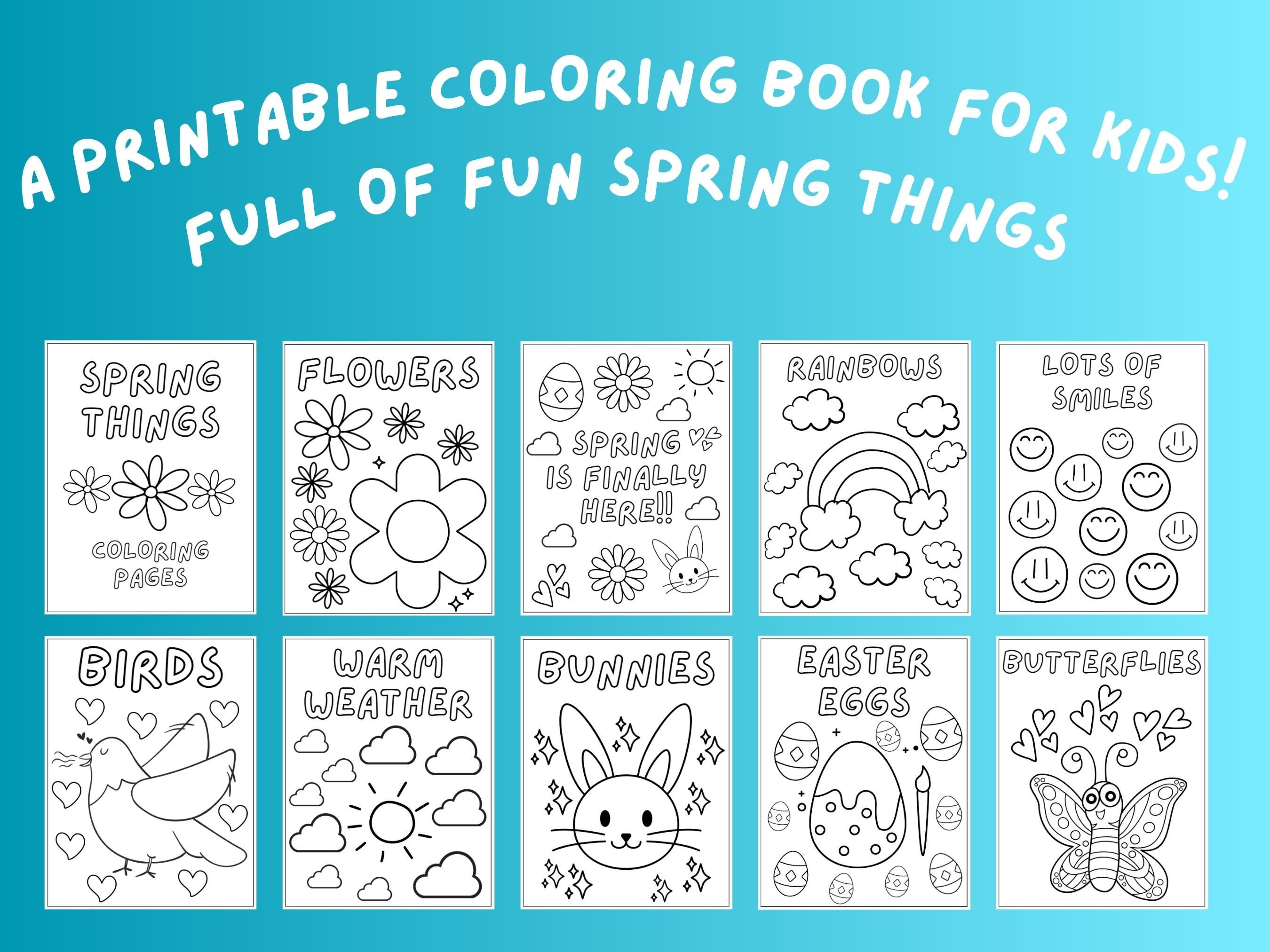 Spring Things Coloring Pages Digital Download Printable for Toddlers ...