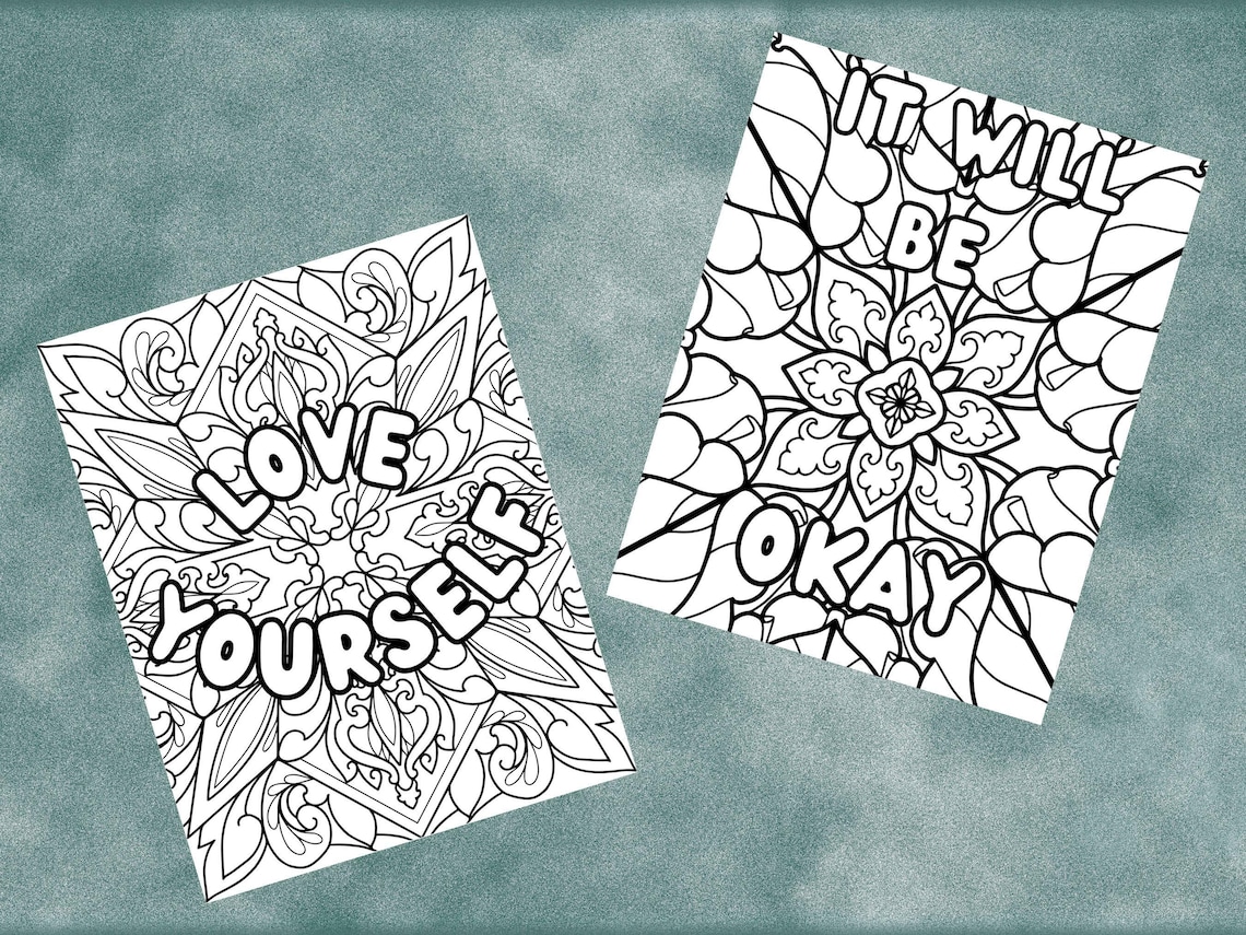 10 Teen/adult Coloring Pages Positive Quotes Affirmations Calming ...