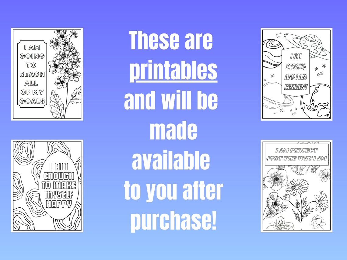 11 Positive I Am Affirmations Coloring Pages Tweens Teenagers Young ...