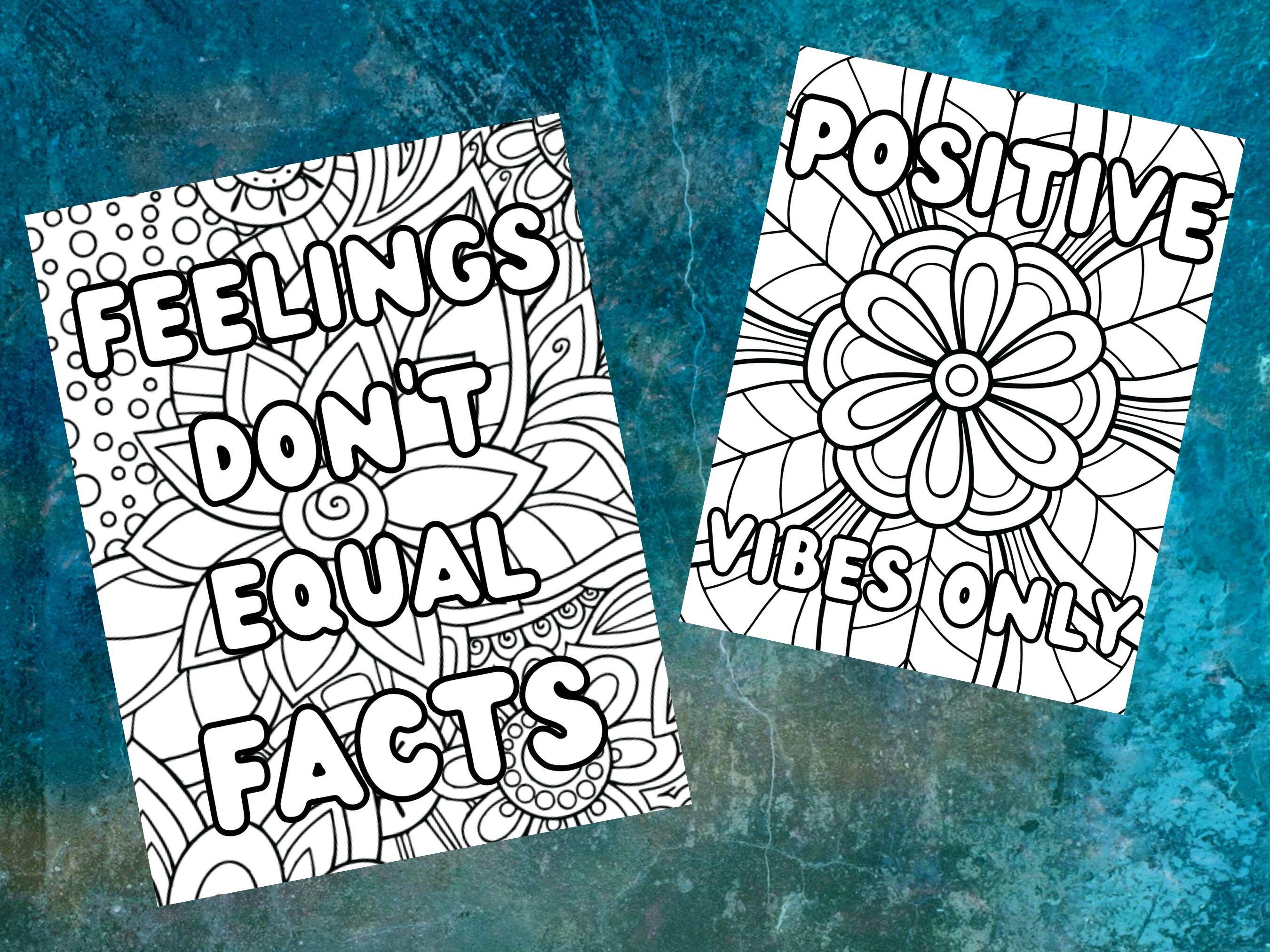 10 Teen/adult Coloring Pages Positive Quotes Affirmations Calming ...