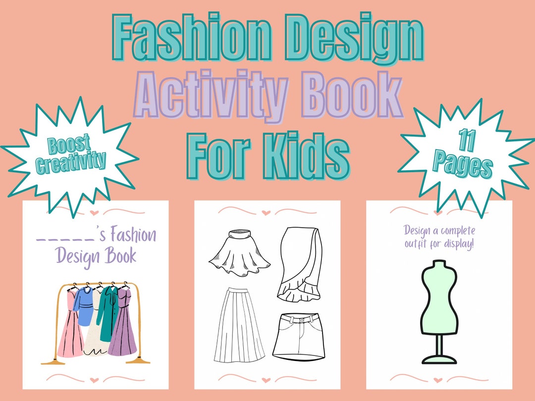 A Printable Fashion Designer Sketchbook for Kids Coloring Pages Digital ...