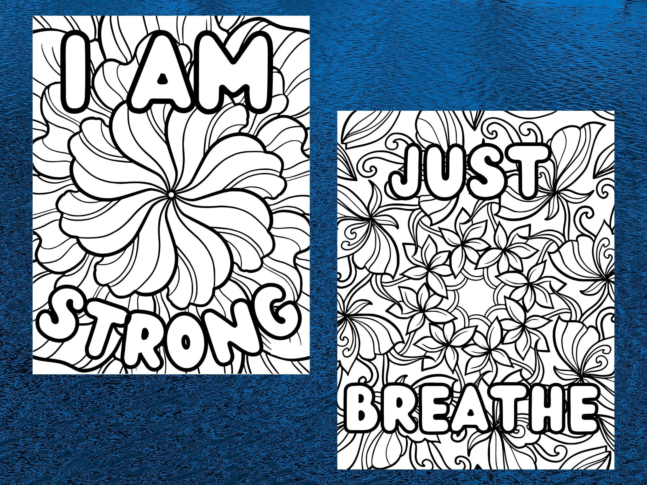 10 Teen/adult Coloring Pages Positive Quotes Affirmations Calming ...