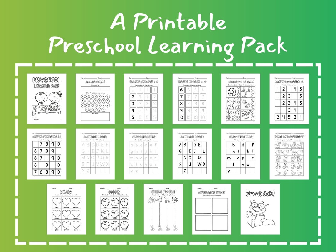 Preschool Learning Pack 17 Printable Coloring Activity Pages Toddler ...