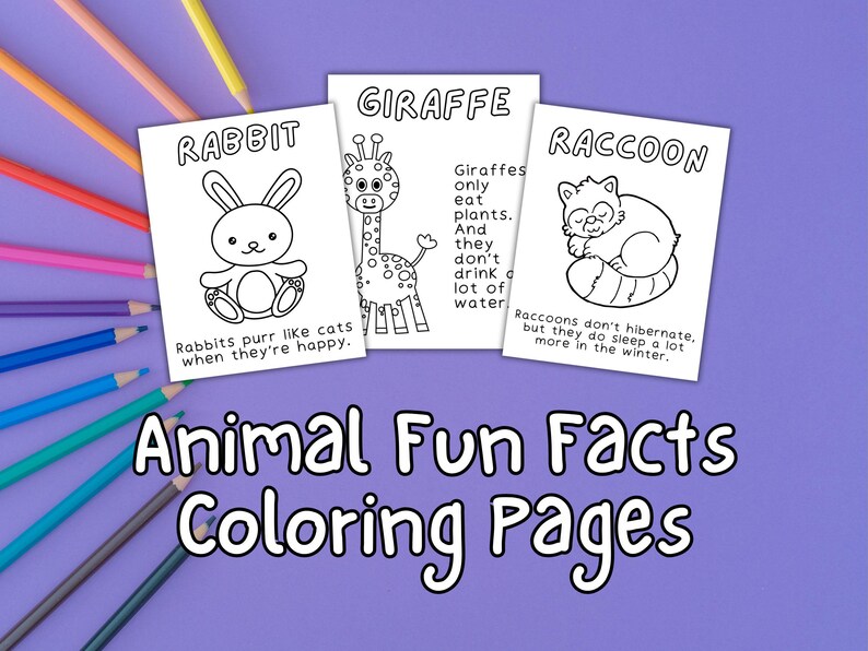 Animal Fun Fact Coloring Pages for Kids Educational 10 Pages Printable ...