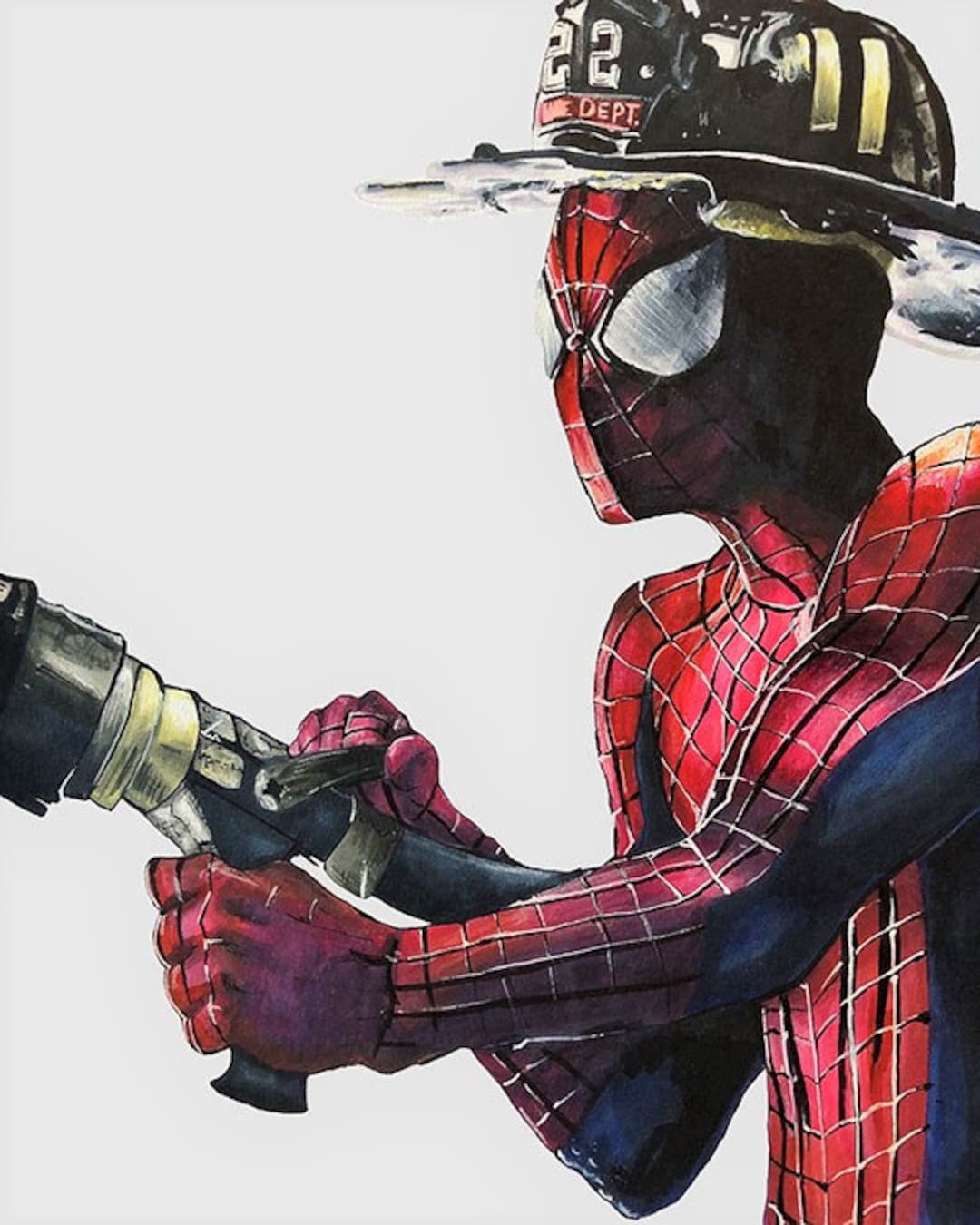 Fireman Spider-man Print 8x10 - Etsy