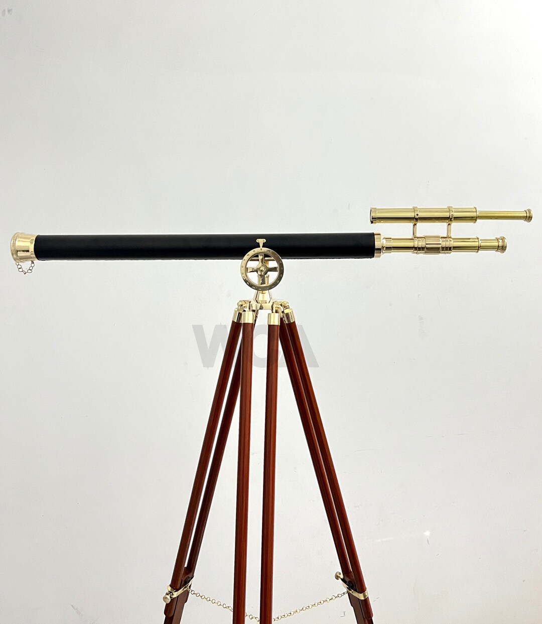 Nautical Spyglass Brass Black Leather Wrapped Double Barrel Telescope ...