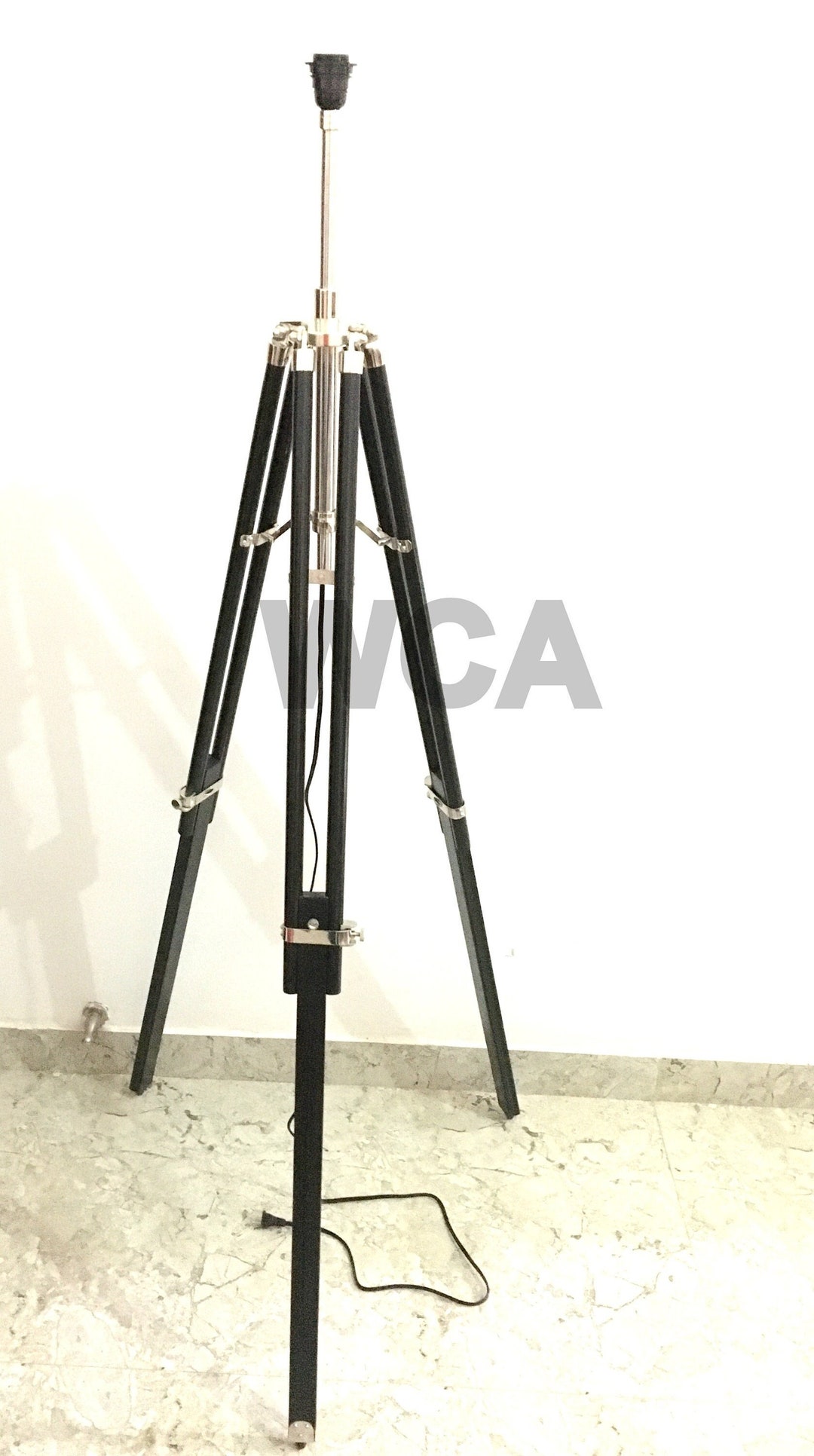 Handmade Wooden Adjustable Tripod Stand Modern Shade Lamp Tripod ...