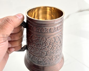 Handmade Nautical Brass Drinking Mug Brass Engraved Mug Embossed Cup ...