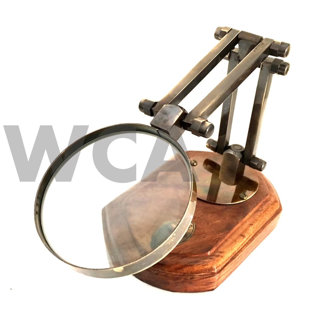 Nautical Brass Magnifying Glass With Wooden Base Handmade Book Reading ...