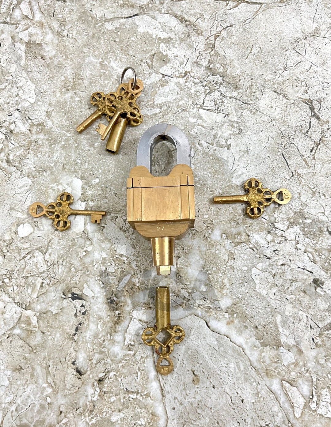 Handmade Brass Puzzle Lock With Keys: Tricky Security Lock - Etsy
