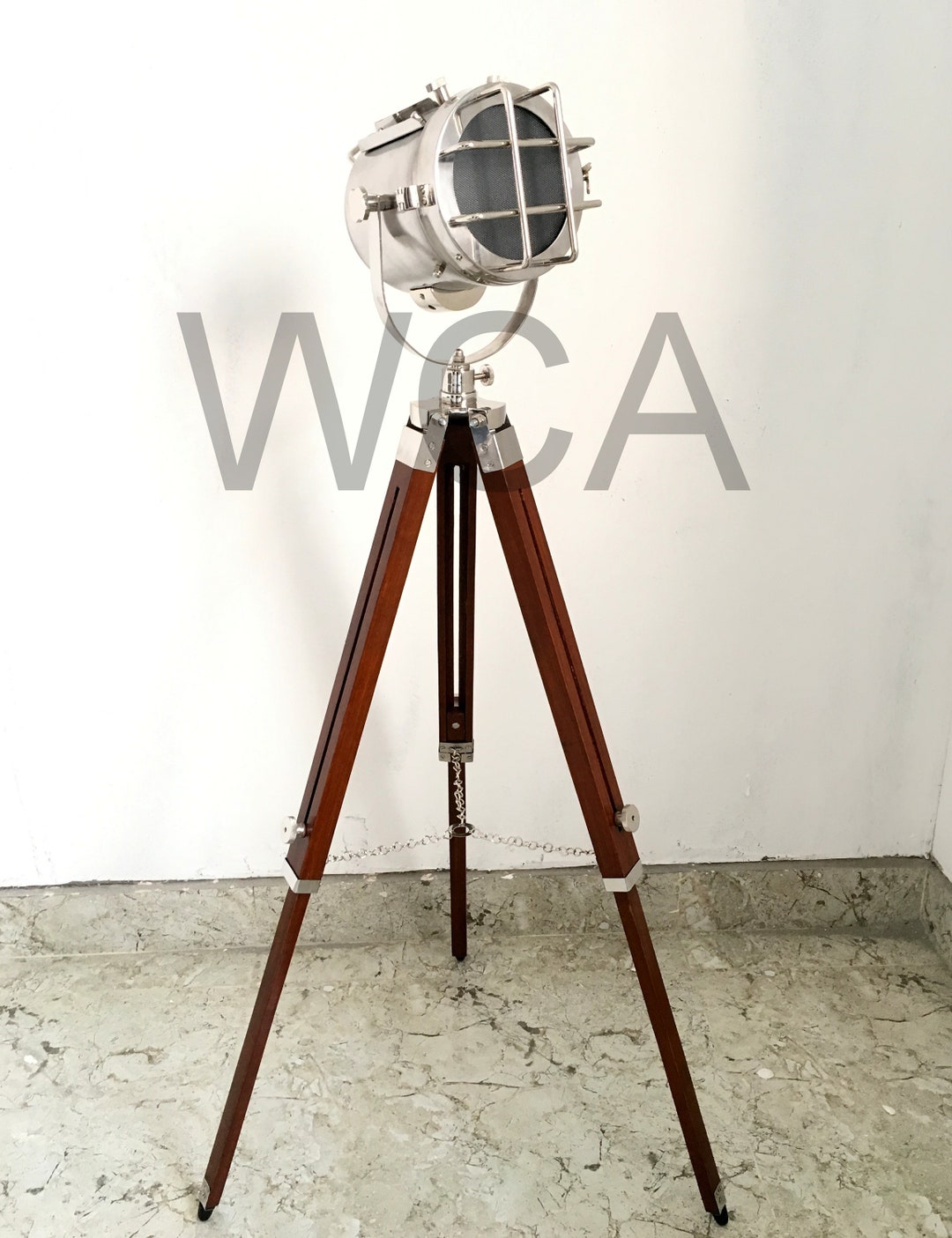 Nautical Floor Lamp With Adjustable Wooden Tripod Handmade Marine ...