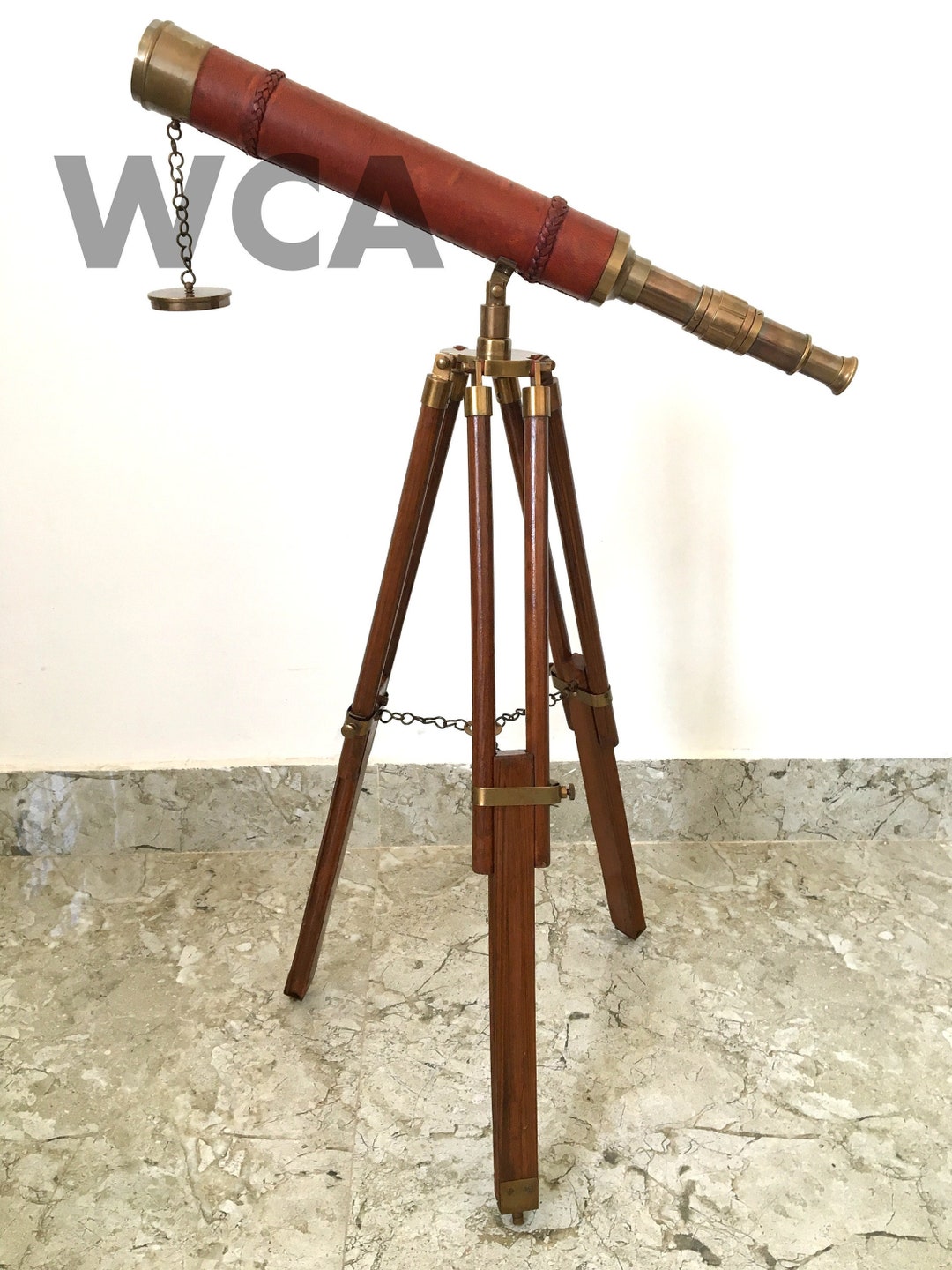 Nautical Antique Brass Leather Wrapped Telescope Spyglass Handmade ...