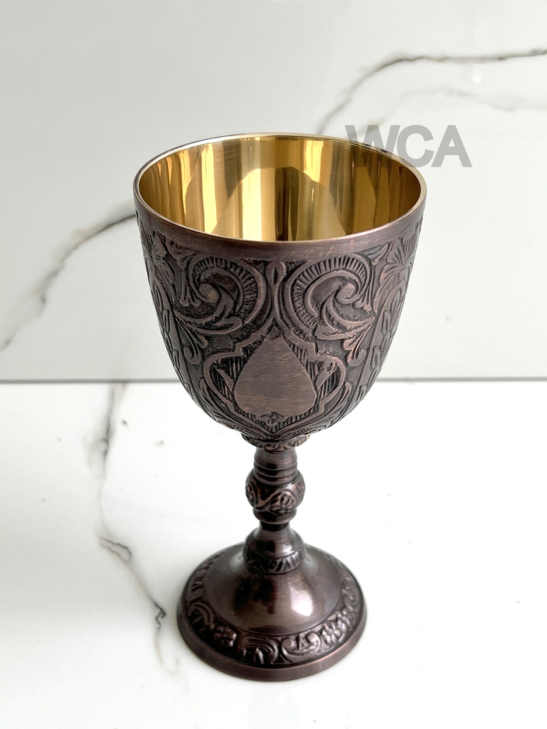 Handmade Embossed Copper Goblet: Antique Brass Medieval Wine Chalice - Etsy