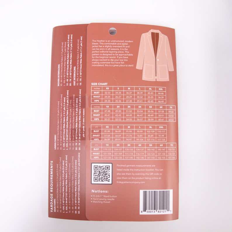 The Heather Blazer Friday Sewing Pattern Company paper - Etsy