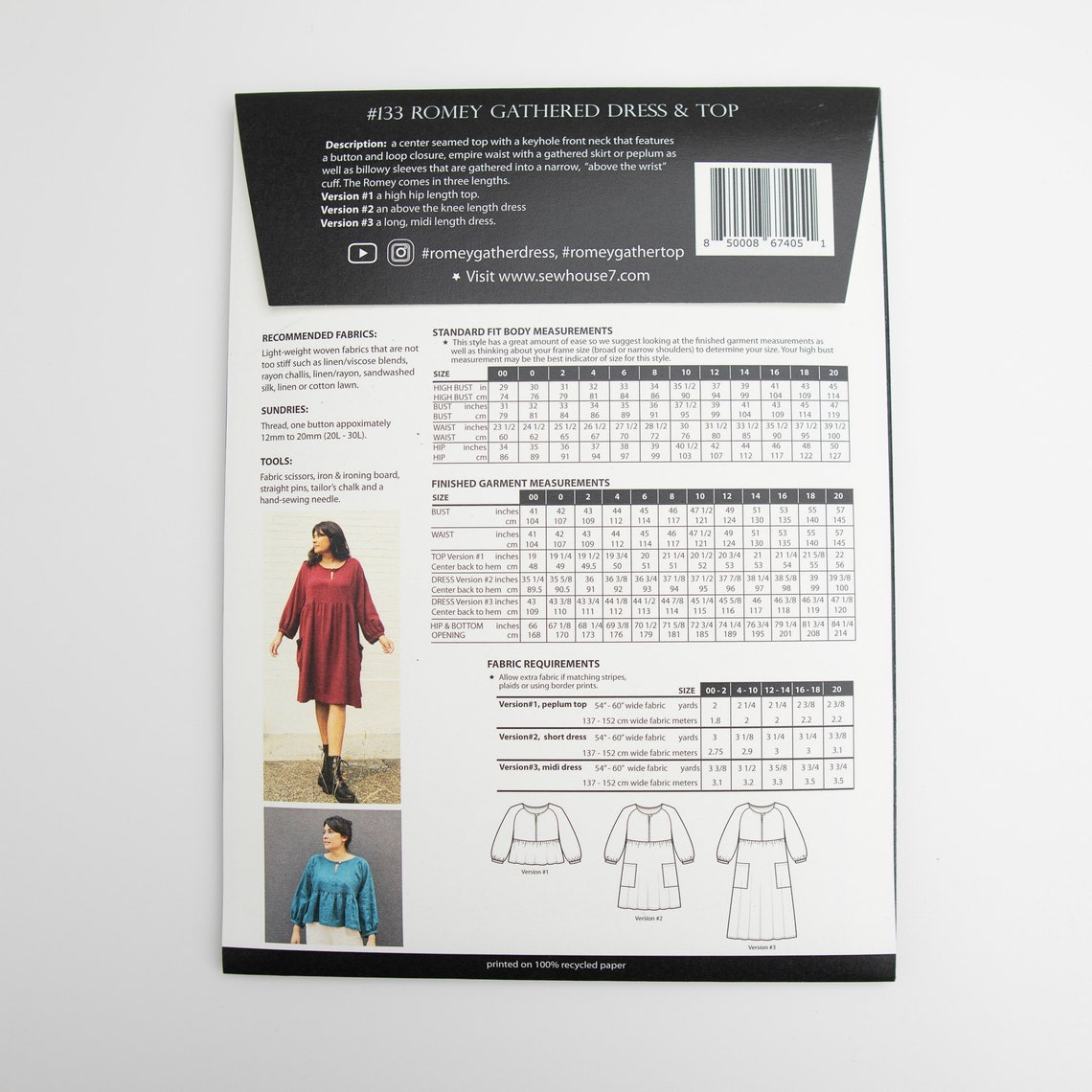 Romey Gathered Dress & Top Sew House Seven Sewing Pattern - Etsy