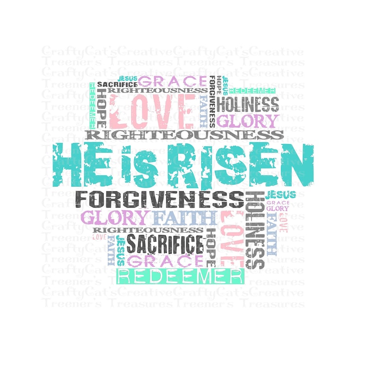 He is Risen Word Collage Easter Jesus Risen Clipart PNG - Etsy