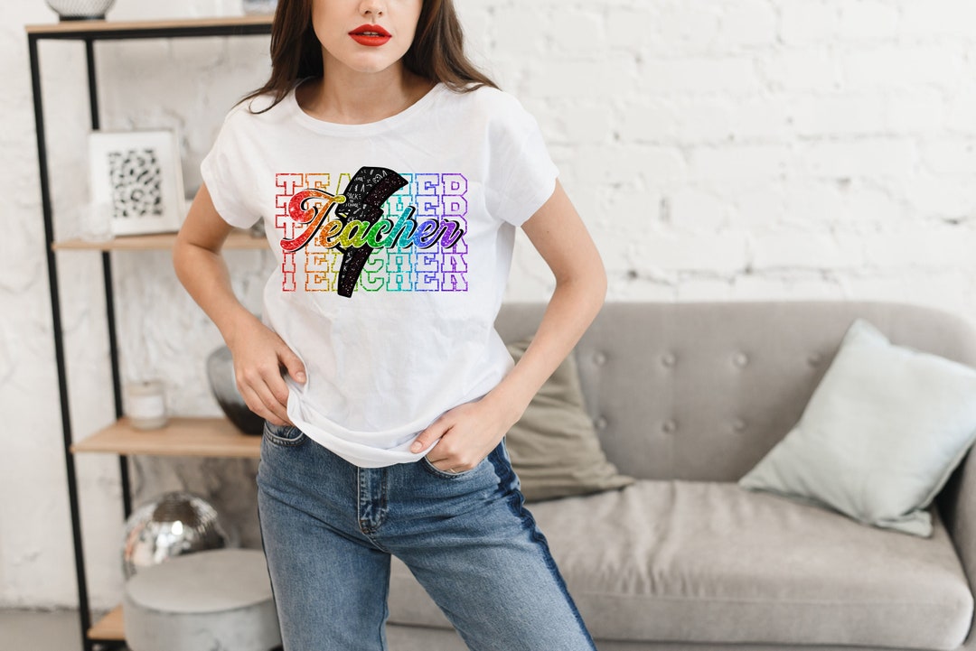 Teacher Repeat Rainbow Digital PNG Design File, Clipart, PNG, Instant ...