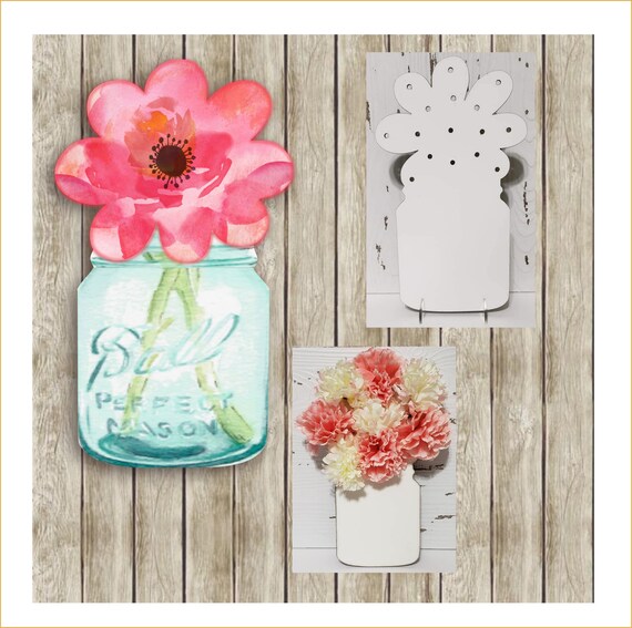 Floral Mason Jar PNG Digital File for Mason Jar With Cutouts - Etsy