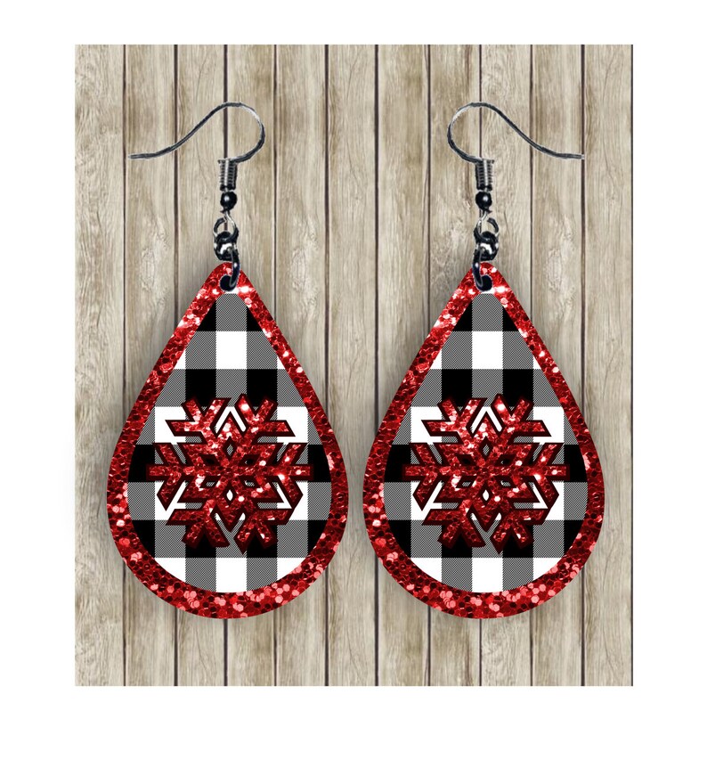 Buffalo Plaid Black and Red Glitter Snowflake PNG Files two - Etsy