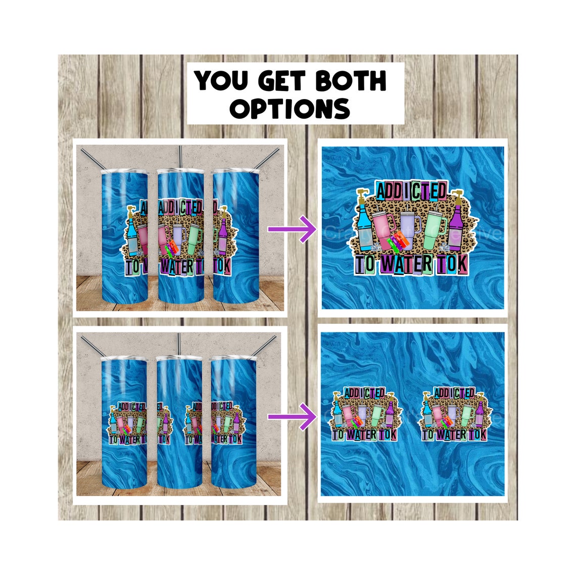 Addicted to Water Tok, 20 Oz. 2 PNG Design Files SKINNY Tumbler ...