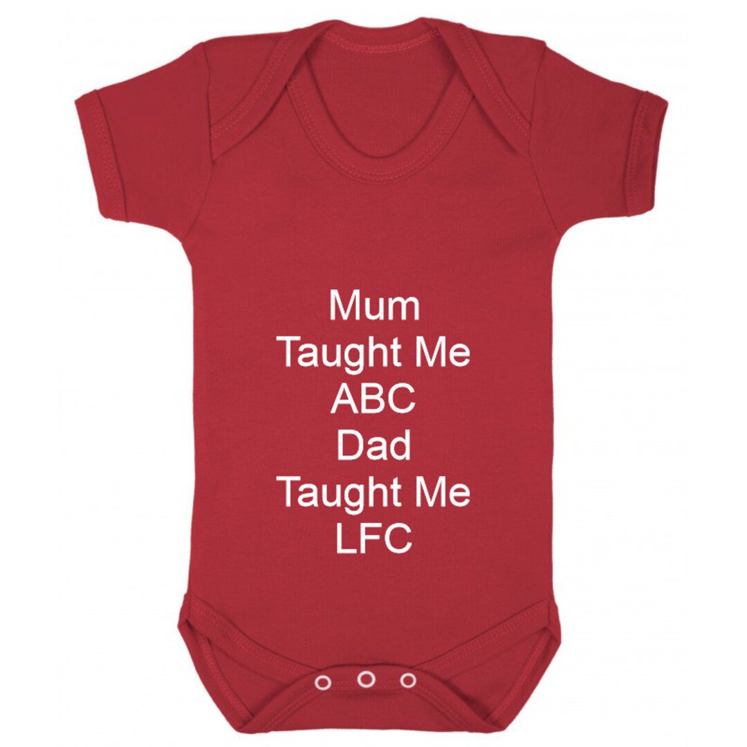 Personalised Football Baby Grow 6 to 12 Months - Liverpool Dad Taught ...