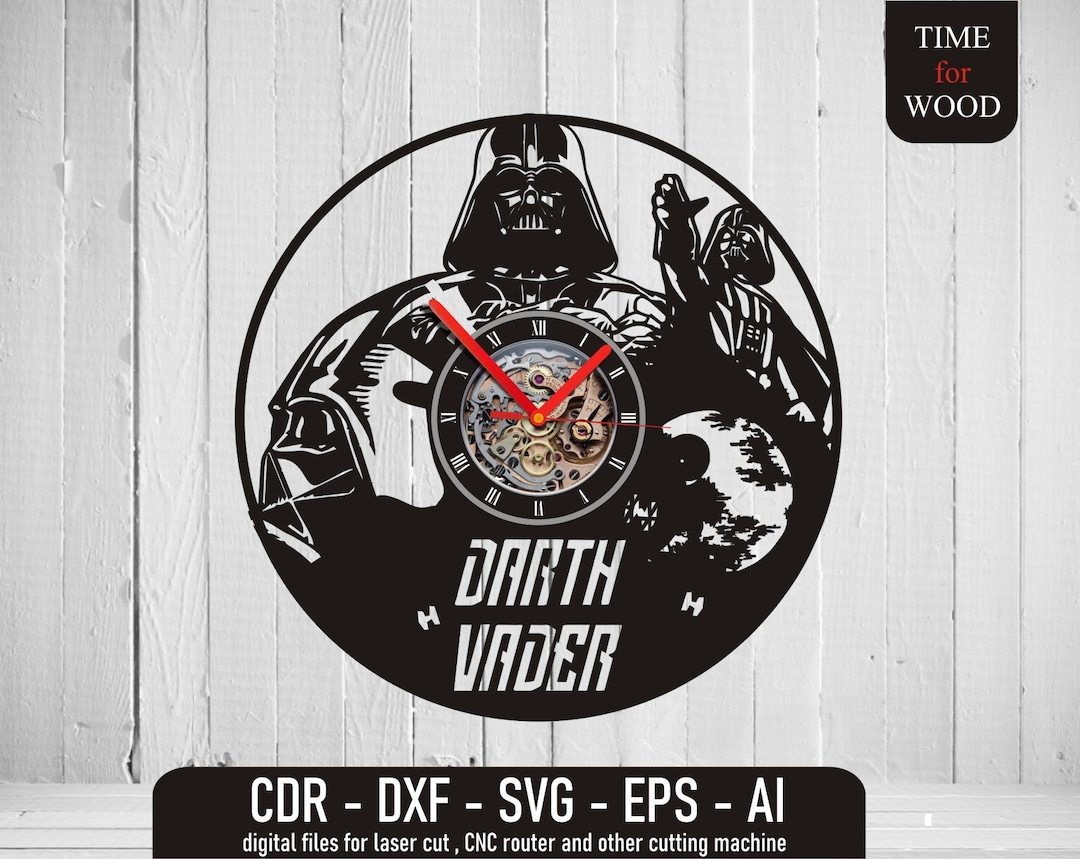 Darth Vader Clock Svg Starwars Dxf Darth Vader Eps Laser Machine File ...