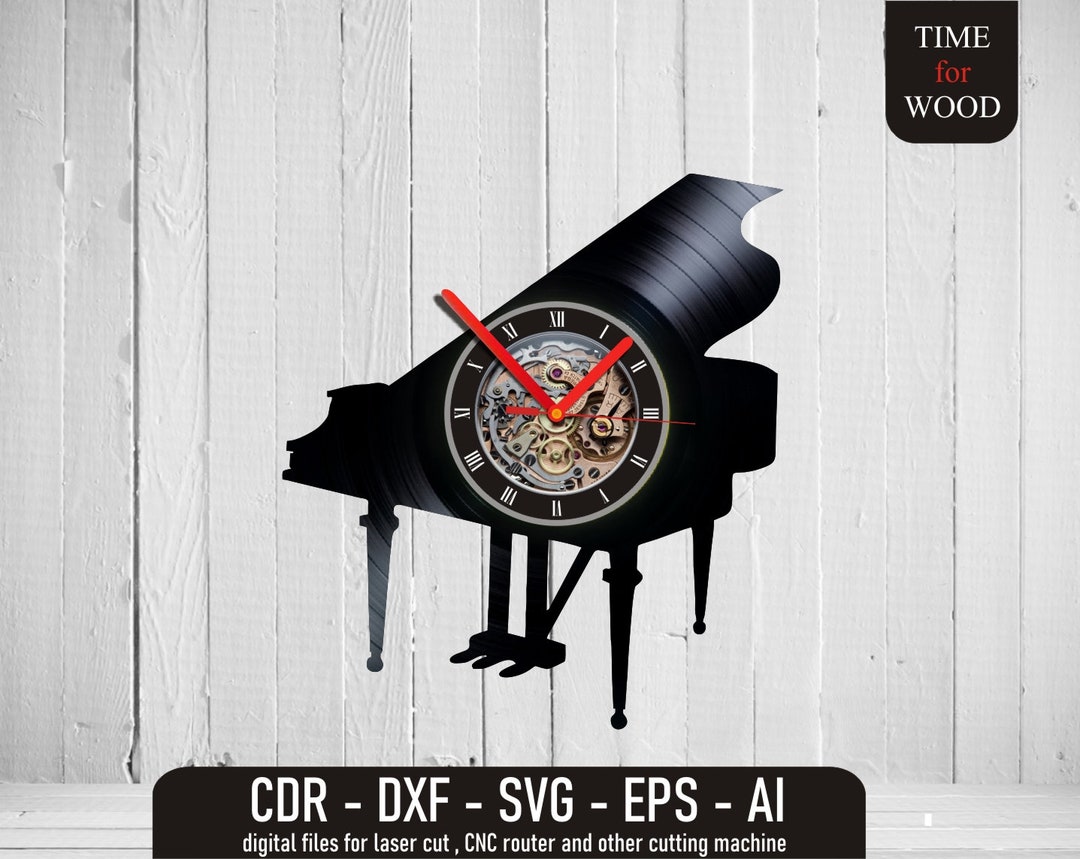 Piano Wall Clock Digital File Piano Clock Vector Piano Vinyl Clock Svg ...
