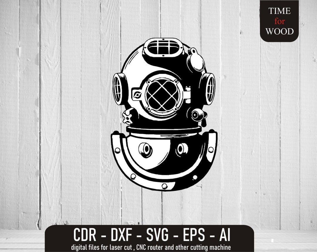 Diving Helmet Digital Files Diving Helmet Svg Underwater Helmet Eps ...
