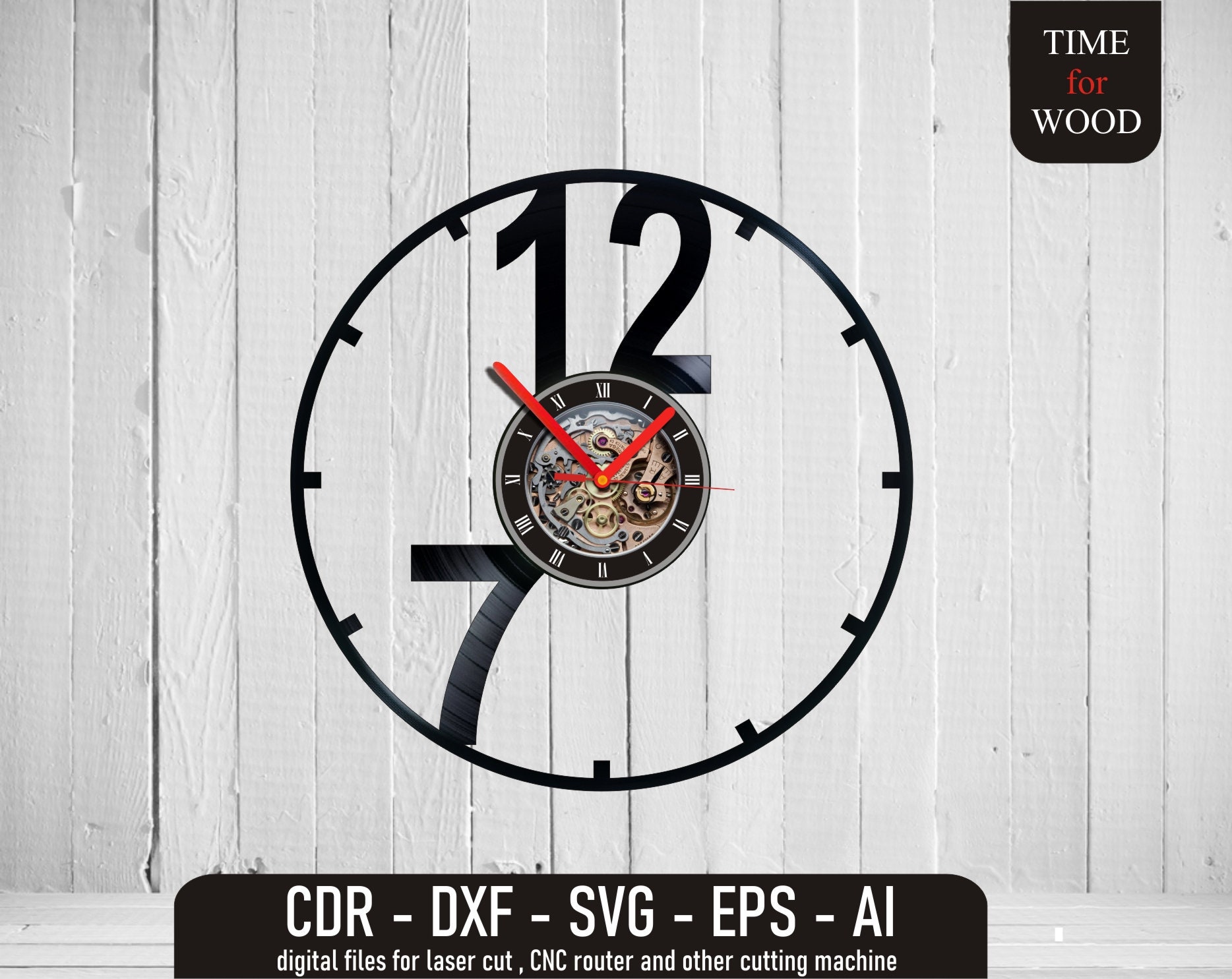 Wall Clock Cut File Vector Clock Digital Files Wall Clock Svg Clock ...