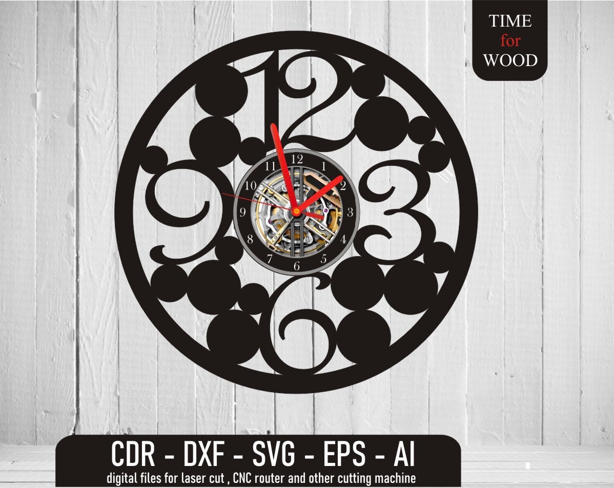 Vinyl Clock Vector for Cnc Wooden Clock With Numbers Svg Clock Wall ...