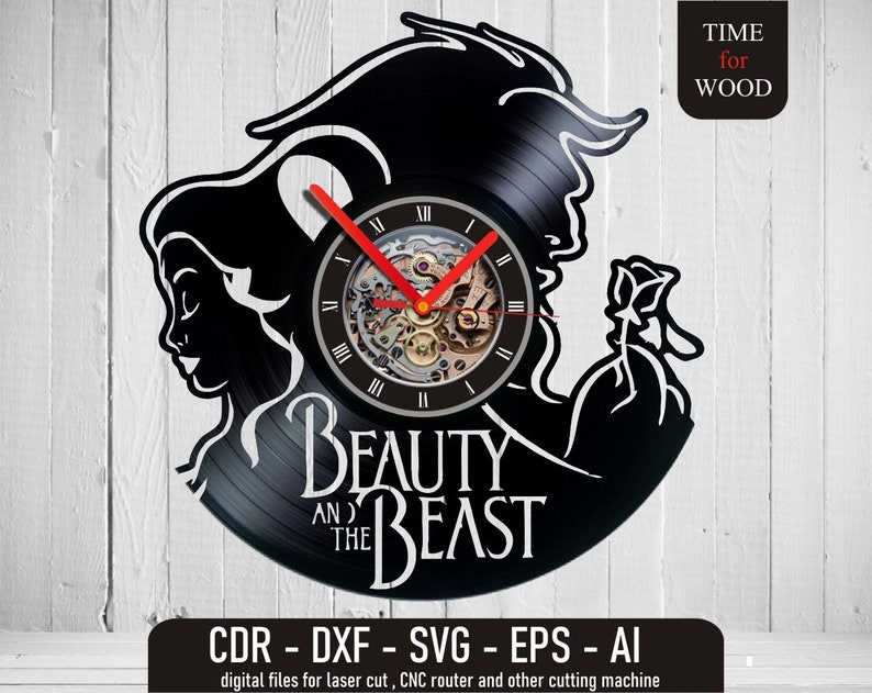 Beauty Beast Vinyl Clock File Belle Beauty Dxf Beauty and the Beast Svg ...