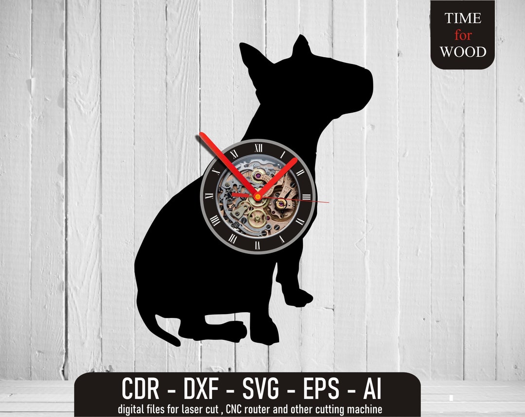 Dog Wall Clock Vector Bullterrier Clock Svg Bull Terrier Clock Digital ...