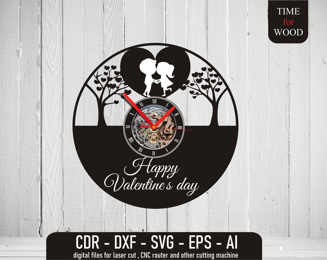 Valentines Day Clock Digital Files Couple Vector Clock for Lovers Gift ...