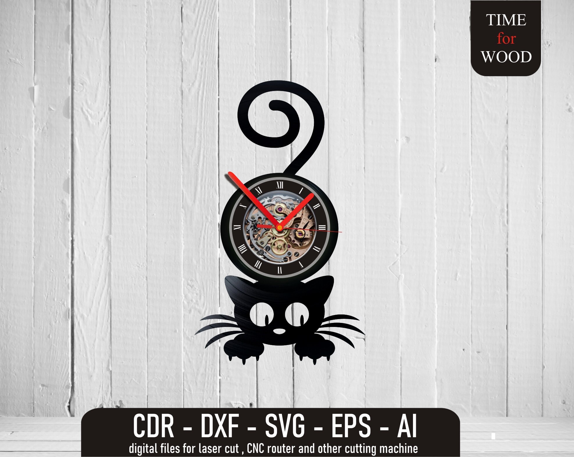 Funny Cat Wall Clock Svg Cat Clock Vector Cat Svg Cat Digital Files - Etsy