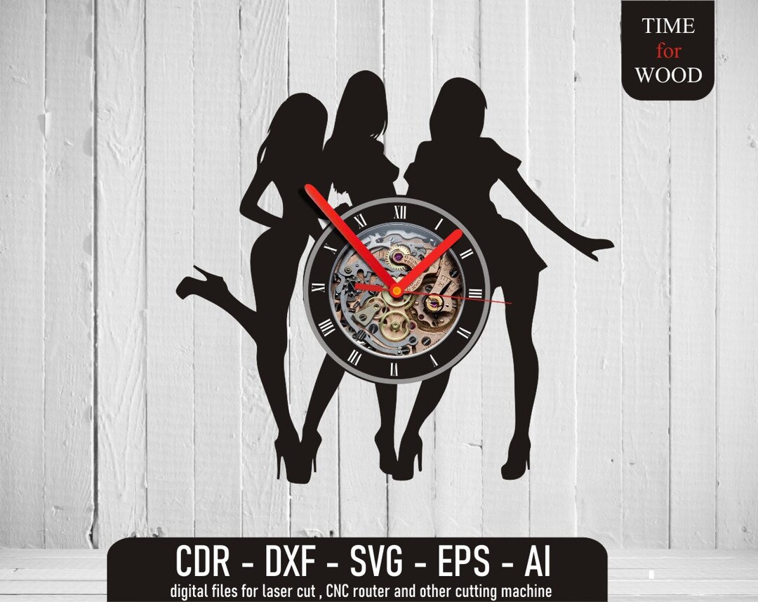 Woman Clock Vector Clock With Women Svg Silhouettes of Women Vector Cnc ...