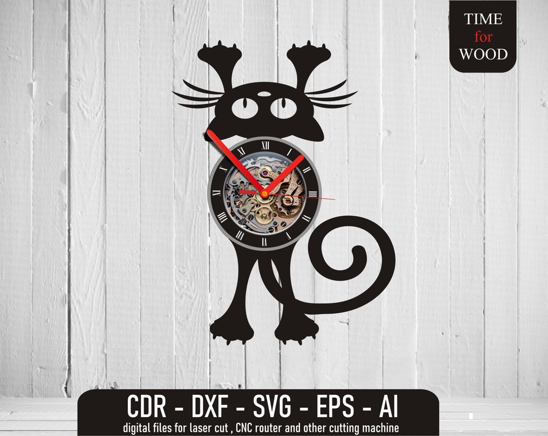 Hanging Cat Svg Cat Vinyl Clock Digital Download Cat Eps Cat Dxf Cat ...