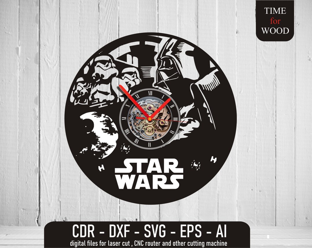 The Dark Side of the Force Clock Svg Movie Hero Vector Clock Vader ...