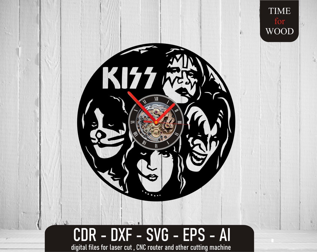 Kiss Vinyl Clock Vector Kiss Clock Svg Kiss Svg Kiss Jpg Kiss Eps Kiss ...