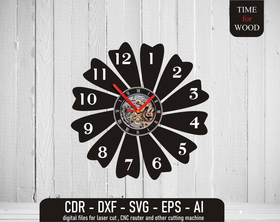 Flower Wall Clock Vector Flower Svg Flower Clock Svg Flower Dxf Flower ...