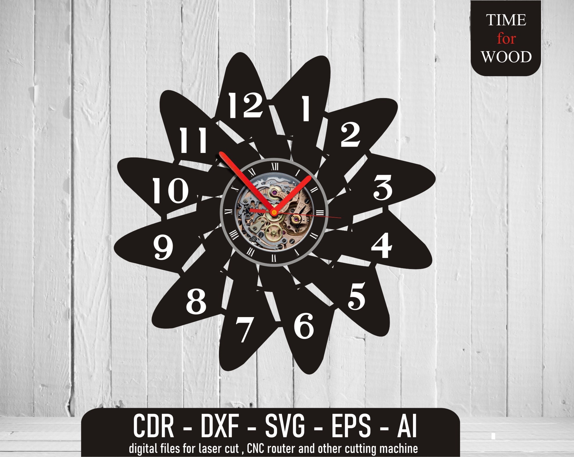 Star Clock Digital Files Vinyl Clock Svg Star Eps Star Clock Vector ...