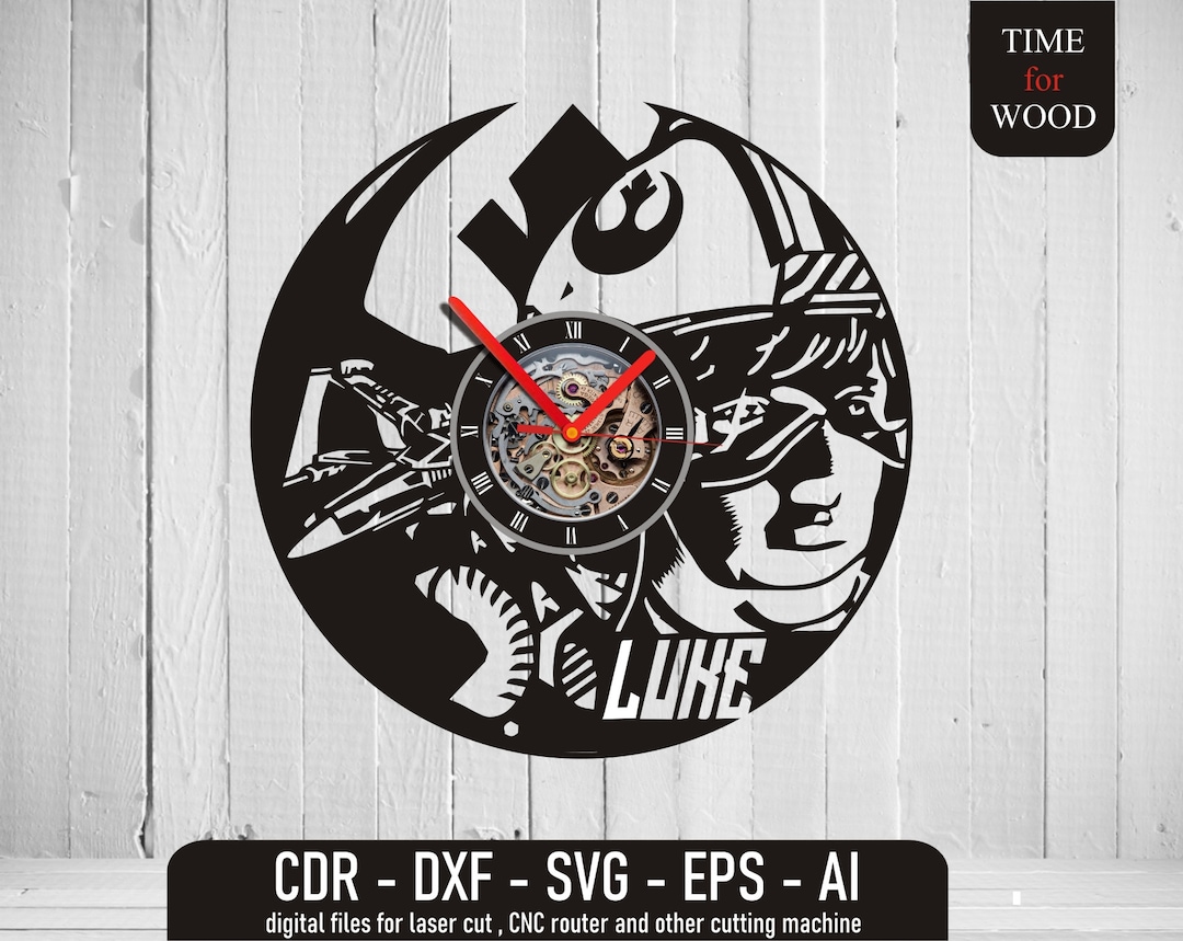 Luke Svg Luke Pilot Digital Vector With Hero Clock Svg Luke Vinyl Clock ...