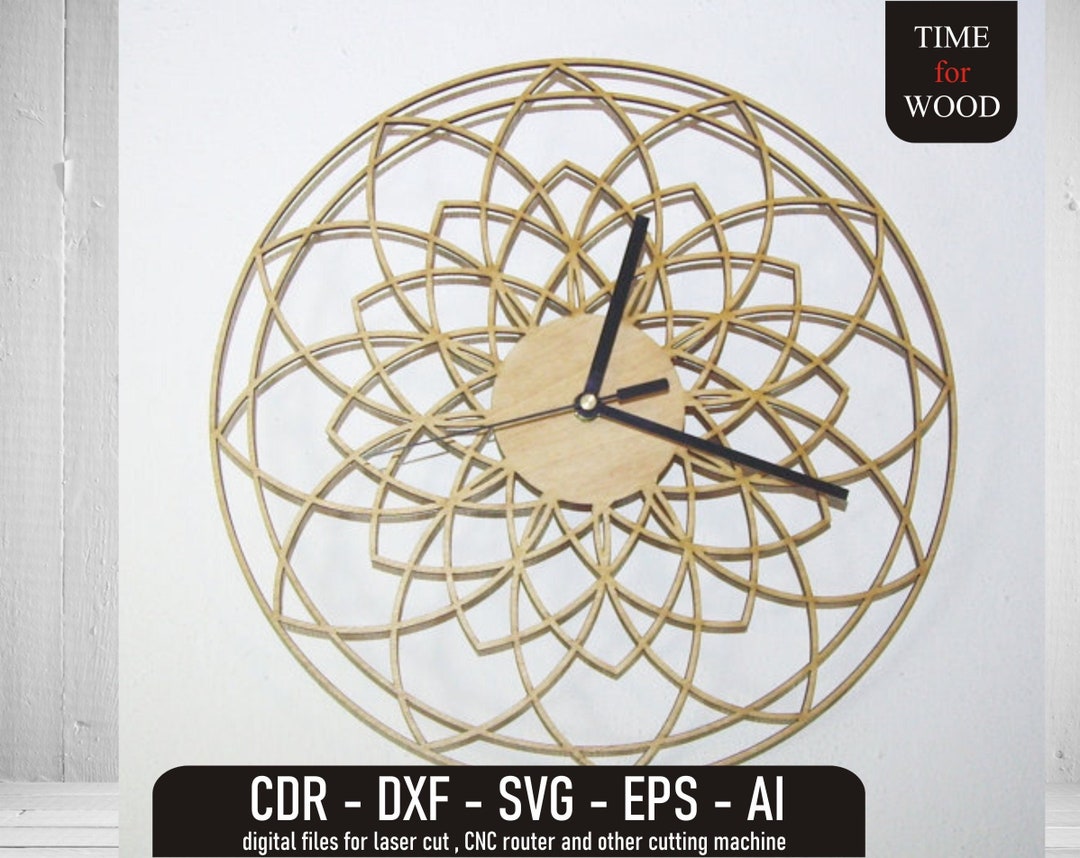 Geometric Clock Svg Wall Clock Svg Wooden Clock Digital Files ...