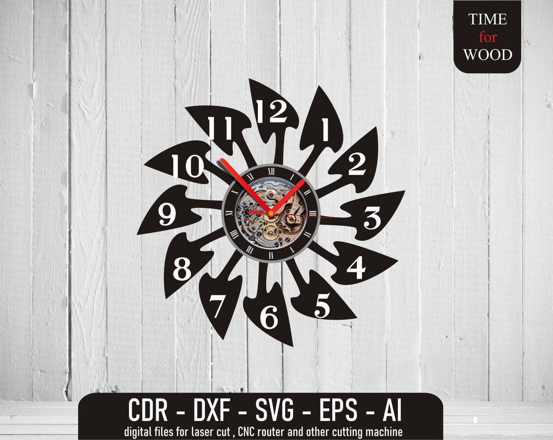 Original Clock File Svg Wall Clock Design Shoulder Blades Clock Vector ...