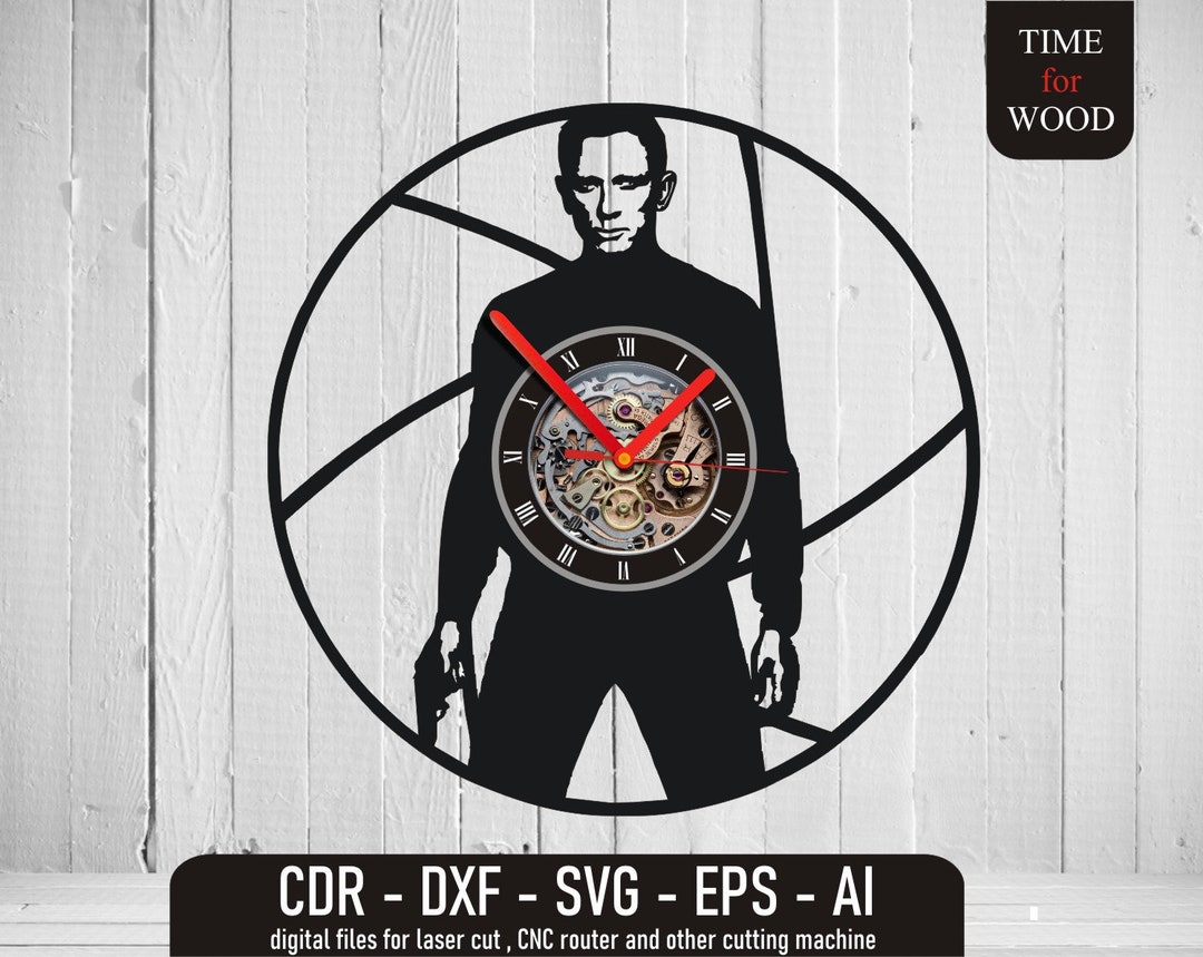 007 Digital Files James Bond Vinyl Clock Svg 007 Silhouette 007 Vector ...