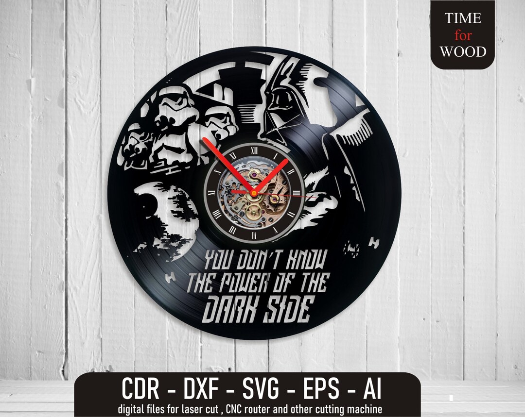 Dark Side Vinyl Clock Svg the Dark Side Vector Galactic Empire Clock ...