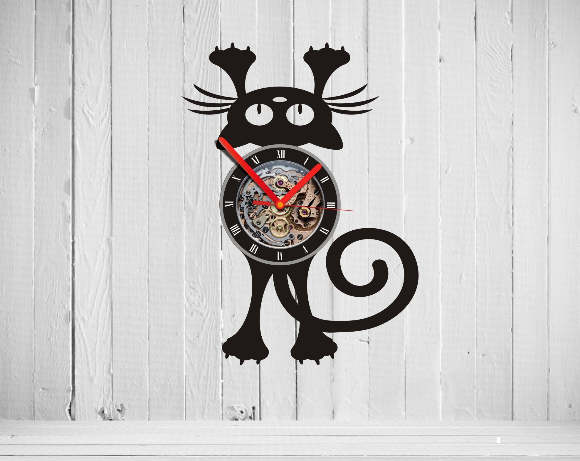 Hanging Cat Svg Cat Vinyl Clock Digital Download Cat Eps Cat Dxf Cat ...