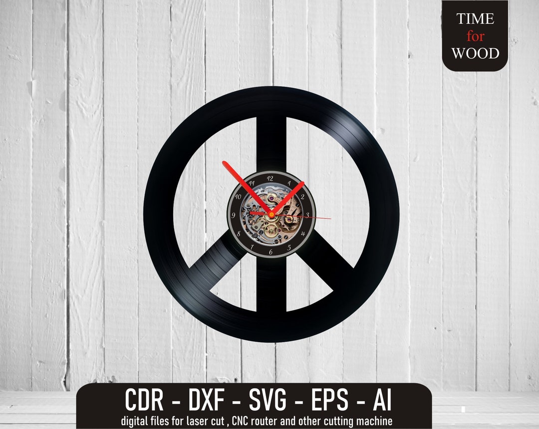 Peace Sign Clock Vector Files Peace Sign Laser Cut File Peace Sign Svg ...